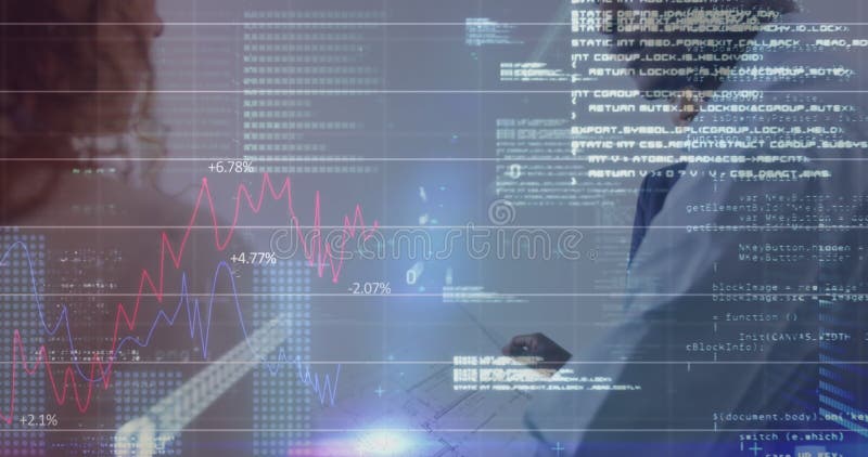 Animation Of Graphs Binary Codes Computer Language Over Diverse Coworkers Discussing Blueprint