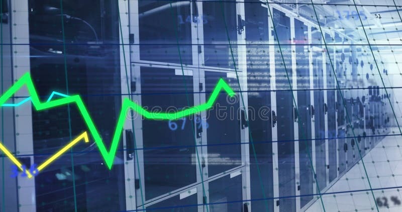 Animation of Graphs, Changing Numbers, Computer Language Over Data Server Room Stock Footage ...