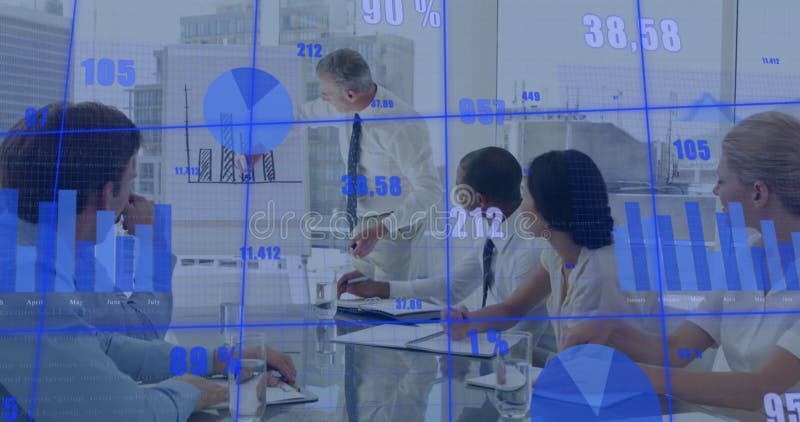 Animation of Graphs, Changing Numbers, Diverse Manager Explaining Graph ...