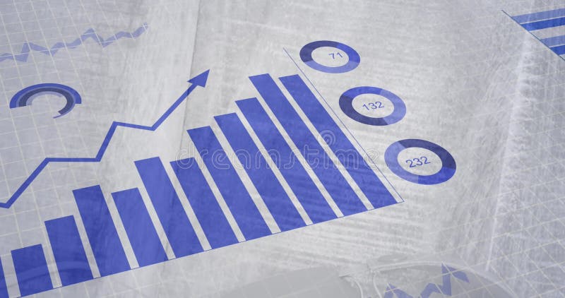 Animation of Graphs, Changing Numbers, Loading Circles Over Abstract Background Stock Video ...
