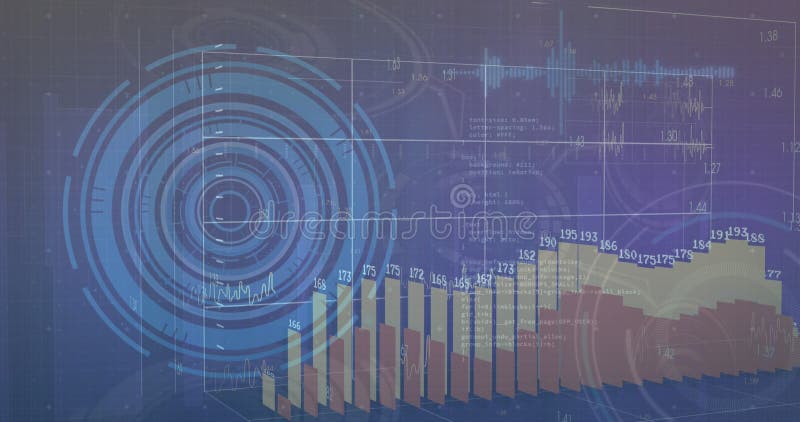 Animation of Graphs, Changing Numbers Over Computer Language and Loading Circles Stock Video ...