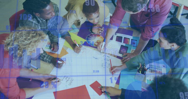 Animation of Graphs and Changing Numbers, Overhead View of Diverse ...