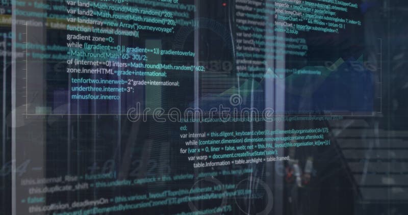 Animation of Graphs, Computer Language Over Data Server Room Stock Footage - Video of binary ...