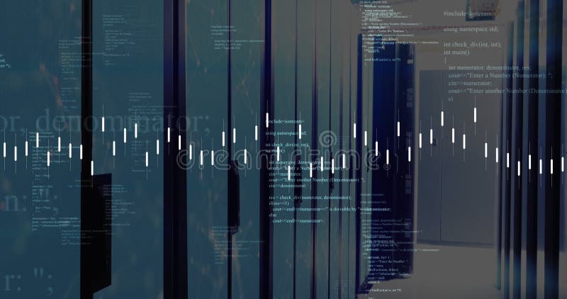 Animation of Graphs and Computer Language Over Data Server Room Stock Footage - Video of ...