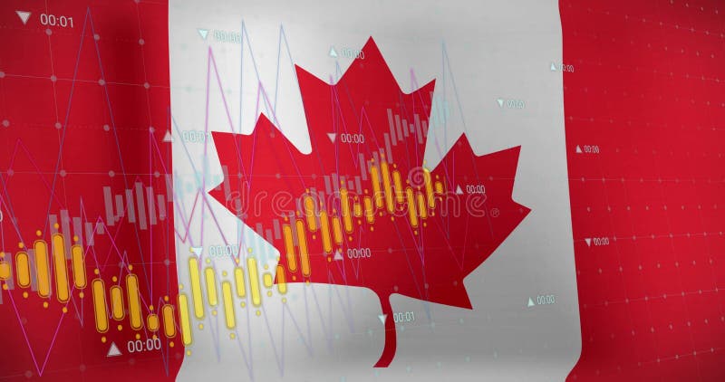 Animation of Graphs and Data Processing Over Flag of Canada Stock ...