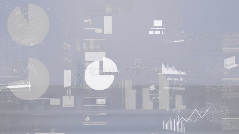 Animation of Graphs, Flowchart, Map and Cloud in Laptop Over Abstract Background Stock Footage ...