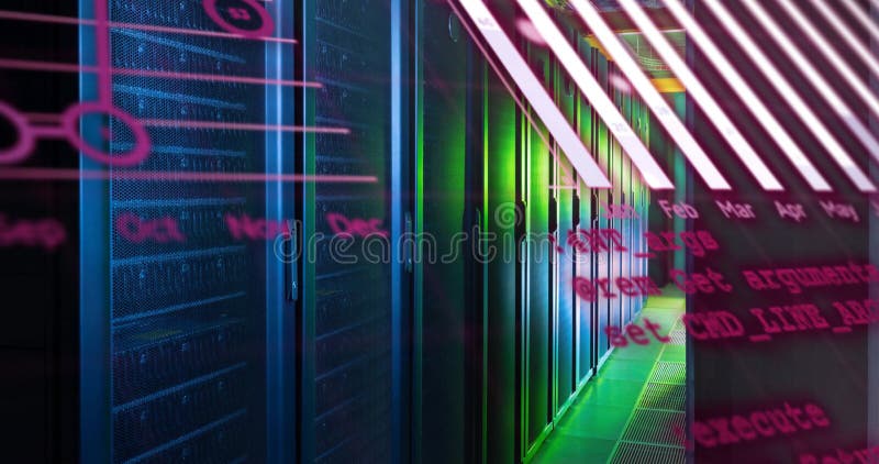 Animation of Graphs, Globe and Computer Language Over Data Server Room Stock Video - Video of ...