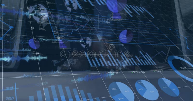 Animation of Graphs, Globes, Computer Language, Low Section of People ...