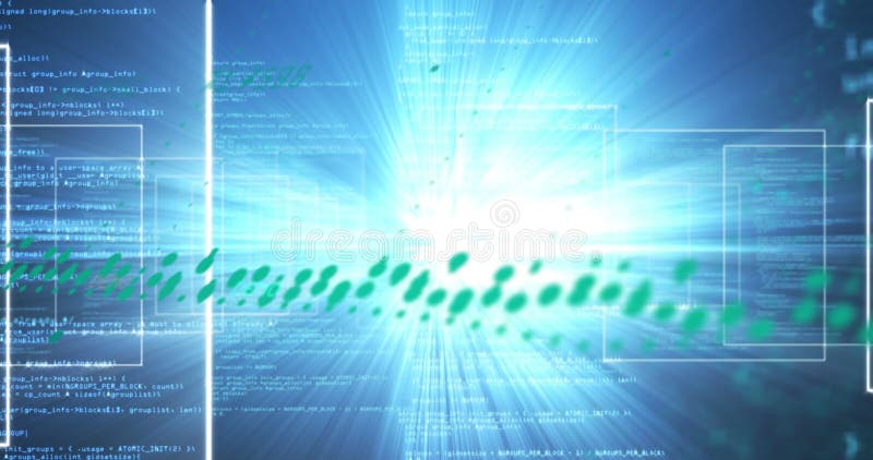 Animation of Graphs, Lights, Data Processing on Blue Background Stock ...