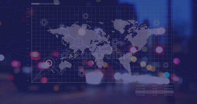 Animation of Graphs, Loading Bars and Rotating Map Over Blurred ...