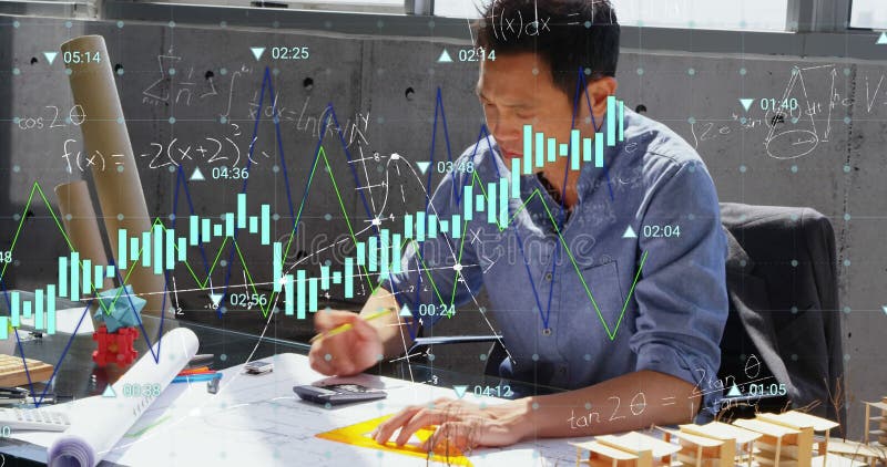 Animation of Graphs, Mathematical Equations, Asian Architect Using ...