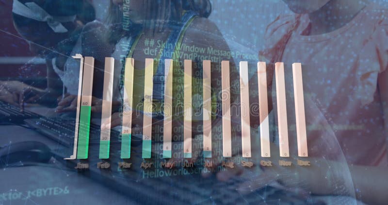 Animation of Graphs Over Diverse Pupils Using Computers Stock Video ...