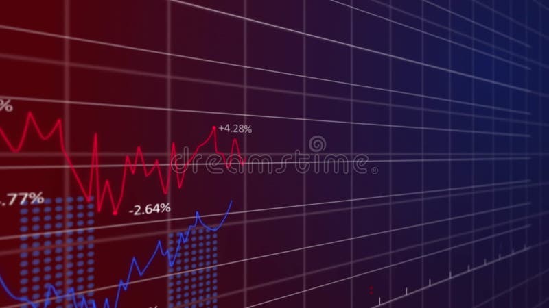 Animation Of Graphs Processing Data On Grid With Dark Background Stock