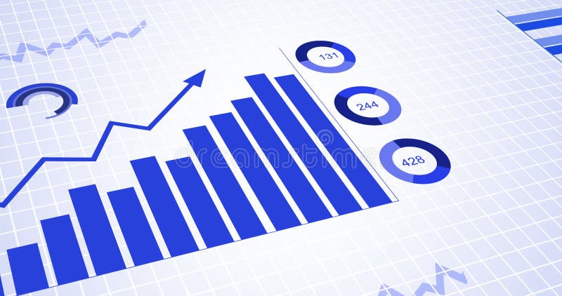 Animation of Graphs, Statistics and Financial Data Processing Stock ...