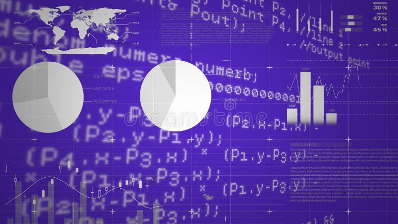 Data and Charts Appearing on Purple Background Stock Video - Video of ...