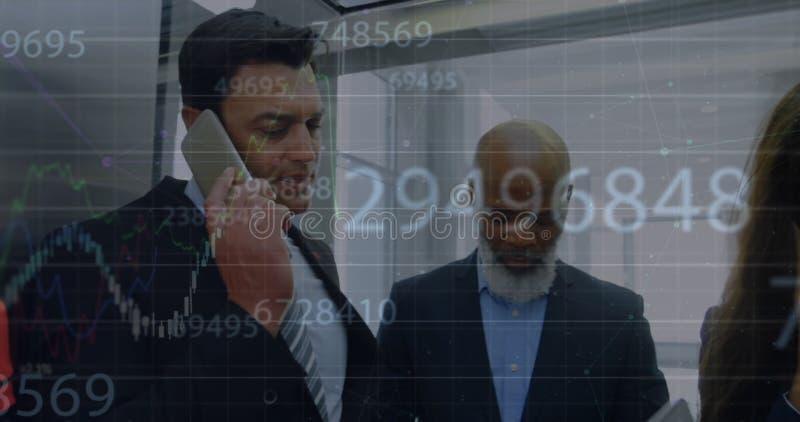 Animation of Graphs, Trading Board Over Diverse People Using Elevator ...