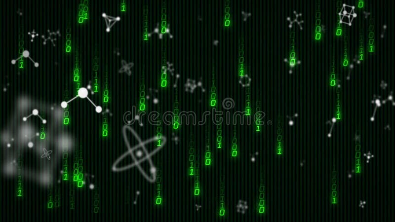 Animation Of Green Binary Code And Molecular Structures On Dark Background Stock Footage Video