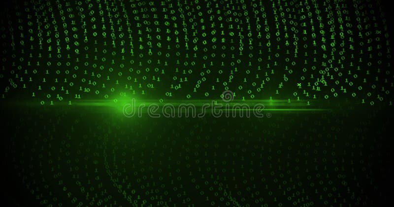 Animation of Green Binary Coding Data Processing Over Black Background ...
