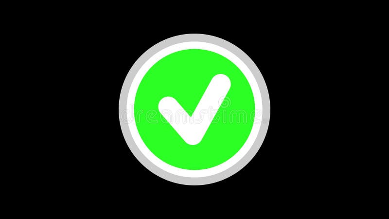 Animation of a Green Circular Checkmark Icon with a Glowing White ...