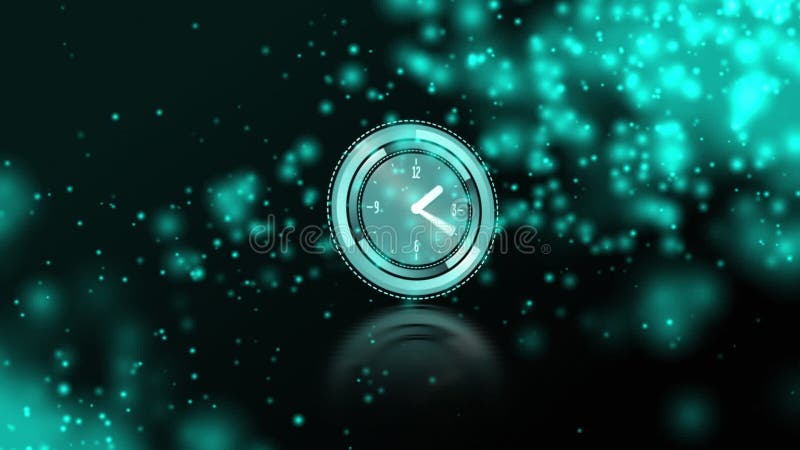 Animation of Green Clock Moving Fast Over Glowing Green Spots in ...
