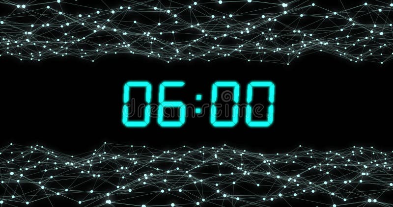 Animation of Green Digital Clock Timer Changing Over Light Trails on ...