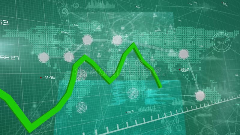 Green Graph, Chart, Diagram, Infographic Icon Isolated on Black ...