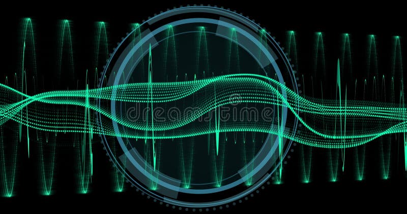 Animation of Green Sound Waves Creating Dynamic Visual Effect on Black ...