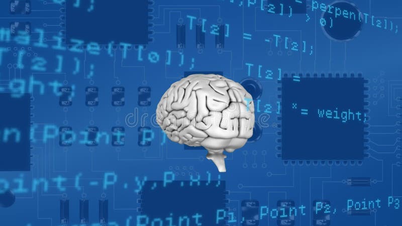 Grey Brain Rotating on Computer Circuit Board Stock Video - Video of ...