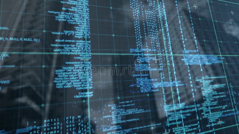 Animation Of Grid Pattern Over Programming Language Against Low Angle