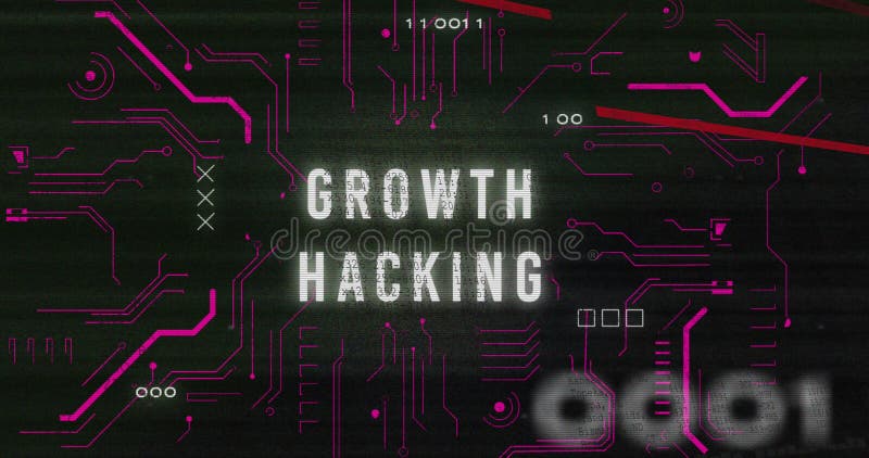 Animation of Growth Hacking Text Banner Over Microprocessor Connections ... Animation of Growth Hacking Text Banner Over Microprocessor Connections ...
