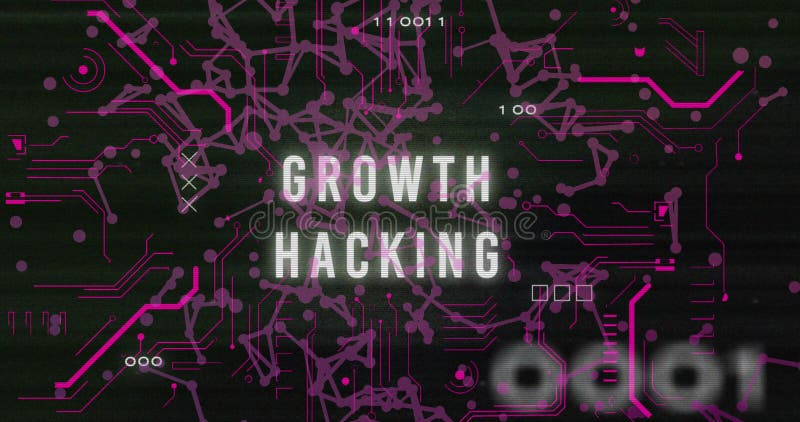 Animation of Growth Hacking Text and Data Processing Over Computer Motherboard Stock Video ...