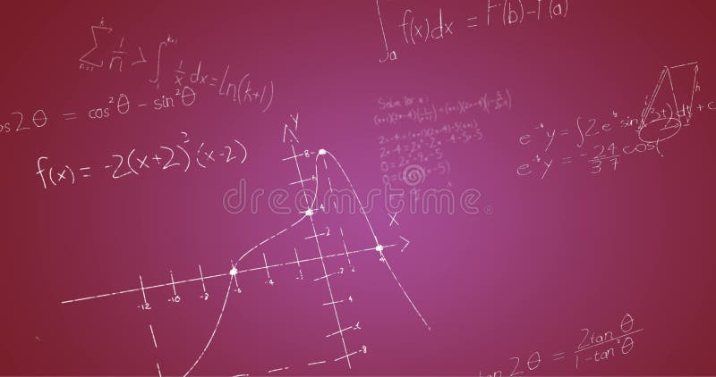 Animation of Hand Written Mathematical Formulae Over Pink Background ...