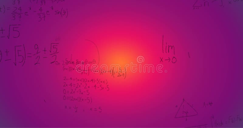 Animation of Hand Written Mathematical Formulae Over Purple Background ...