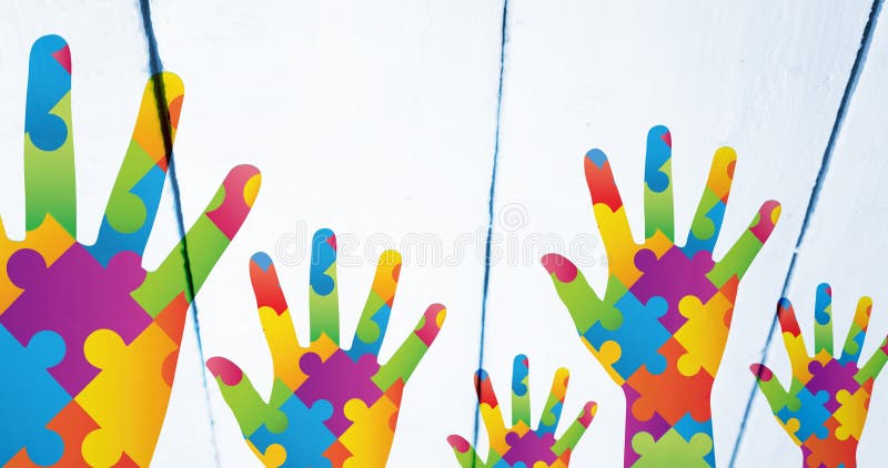 Animation of Autism Text and Puzzle Pieces Over Diverse Schoolchildren ...