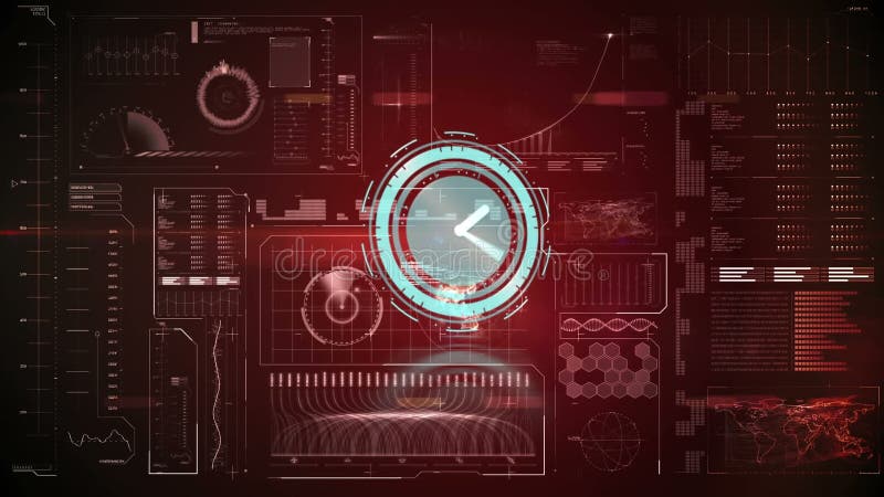 Animation of Hands Turning on Blue Clock Over Interface with Data ...