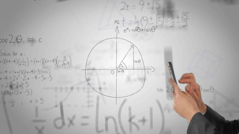 Animation of Hands Using Smartphone Over Mathematical Equations Stock ...