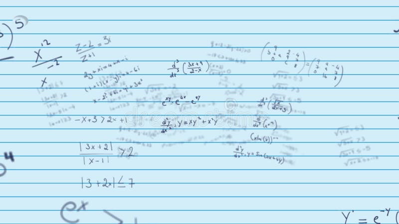 Mathematical Equations Floating Against White Lined Paper Stock Footage ...