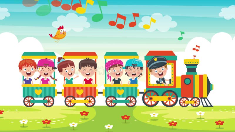 Animation of Happy Kids Travelling on a Train Stock Footage - Video of ...