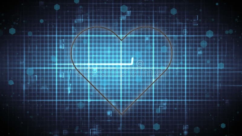 Animation of Heart Beat Monitor Data Processing Over Grid Stock Footage ...