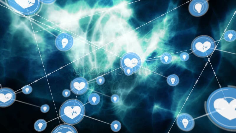 Animation of Heart and Bulb Icons Connecting with Lines Moving Over ...