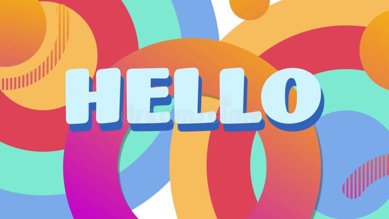 Animation of Hello Text Over Abstract Shapes Background Stock Footage ...