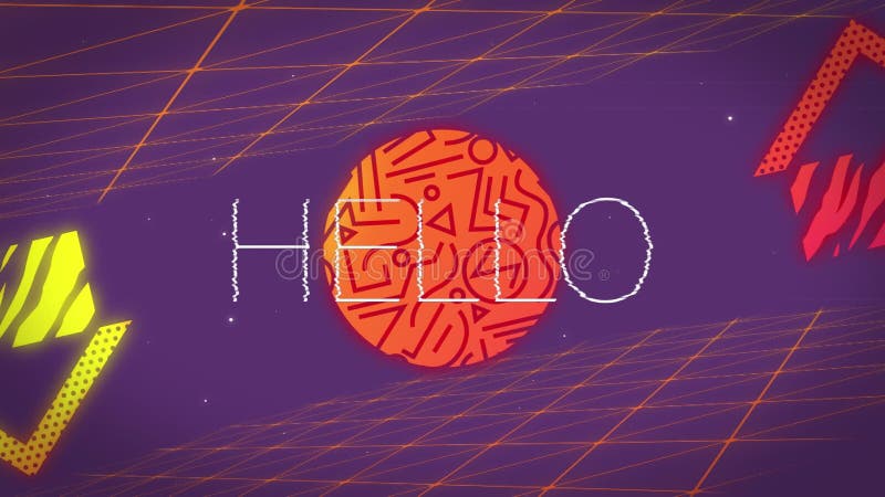 Animation of Hello Text Over Colourful Changing Shapes Stock Footage ...