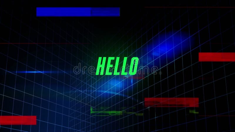 Animation of Hello Text Over Grid on Dark Background Stock Footage ...