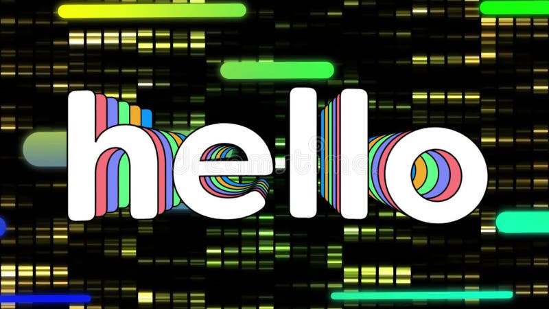 Animation of Hello Text Over Neon Pattern Background Stock Footage ...