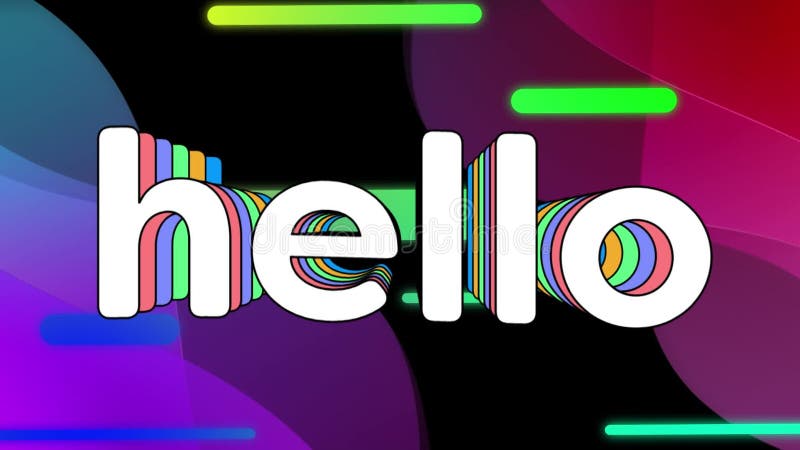 Animation of Hello Text Over Shapes on Dark Background Stock Video ...