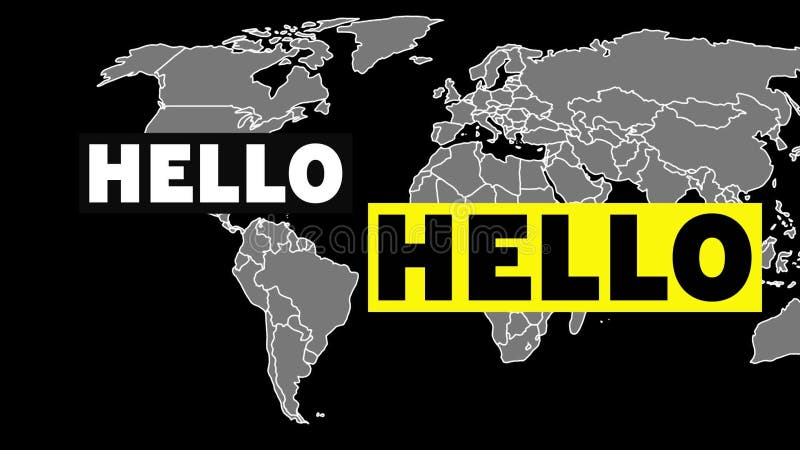 Animation of Hello Text Over World Map on Dark Background Stock Footage - Video of abstract ...
