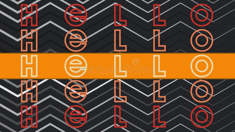 Animation of Hello Text Repeated Over Lines on Black Background Stock ...