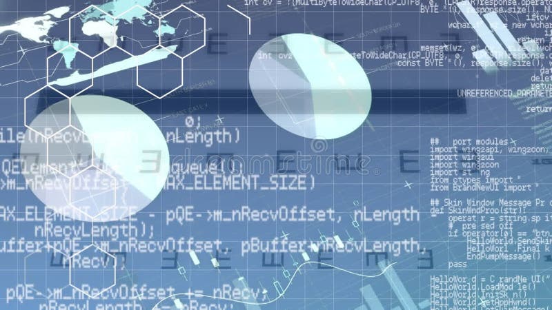 Animation of Hexagon Patterns Over Computer Language Against Infographic Interface on E Symbols ...