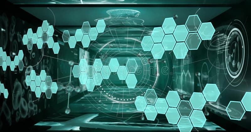 Animation of Hexagons and Molecules Over Data Processing with Scope ...
