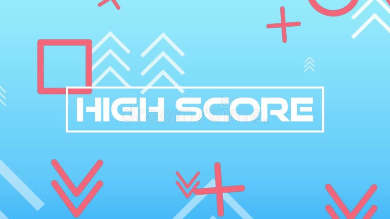 Animation of High Score Text Banner and Abstract Shapes Falling Against ...